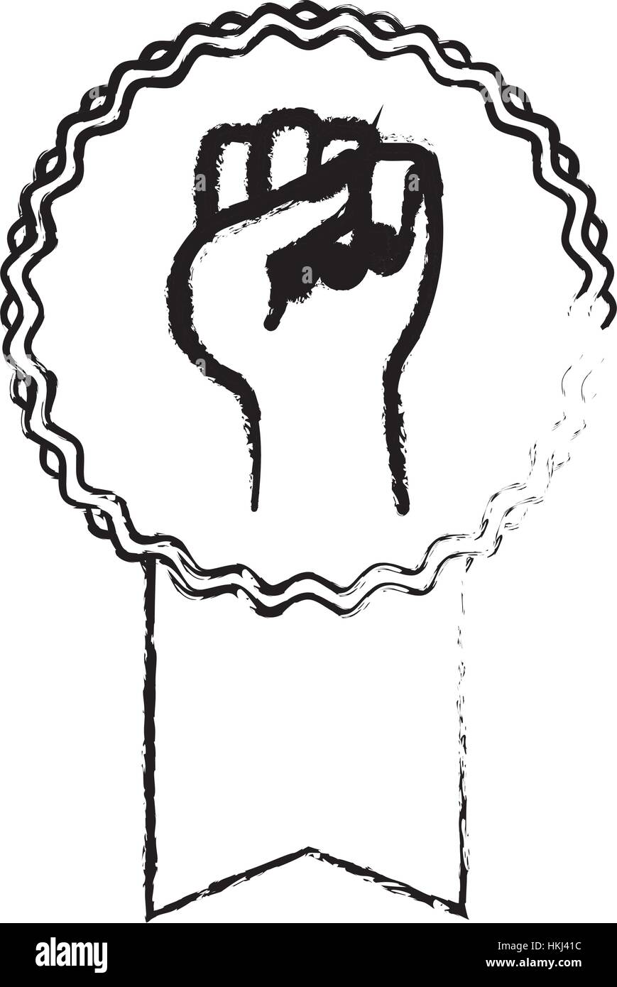 protest ribbon badge icon image sketch line vector illustration design ...