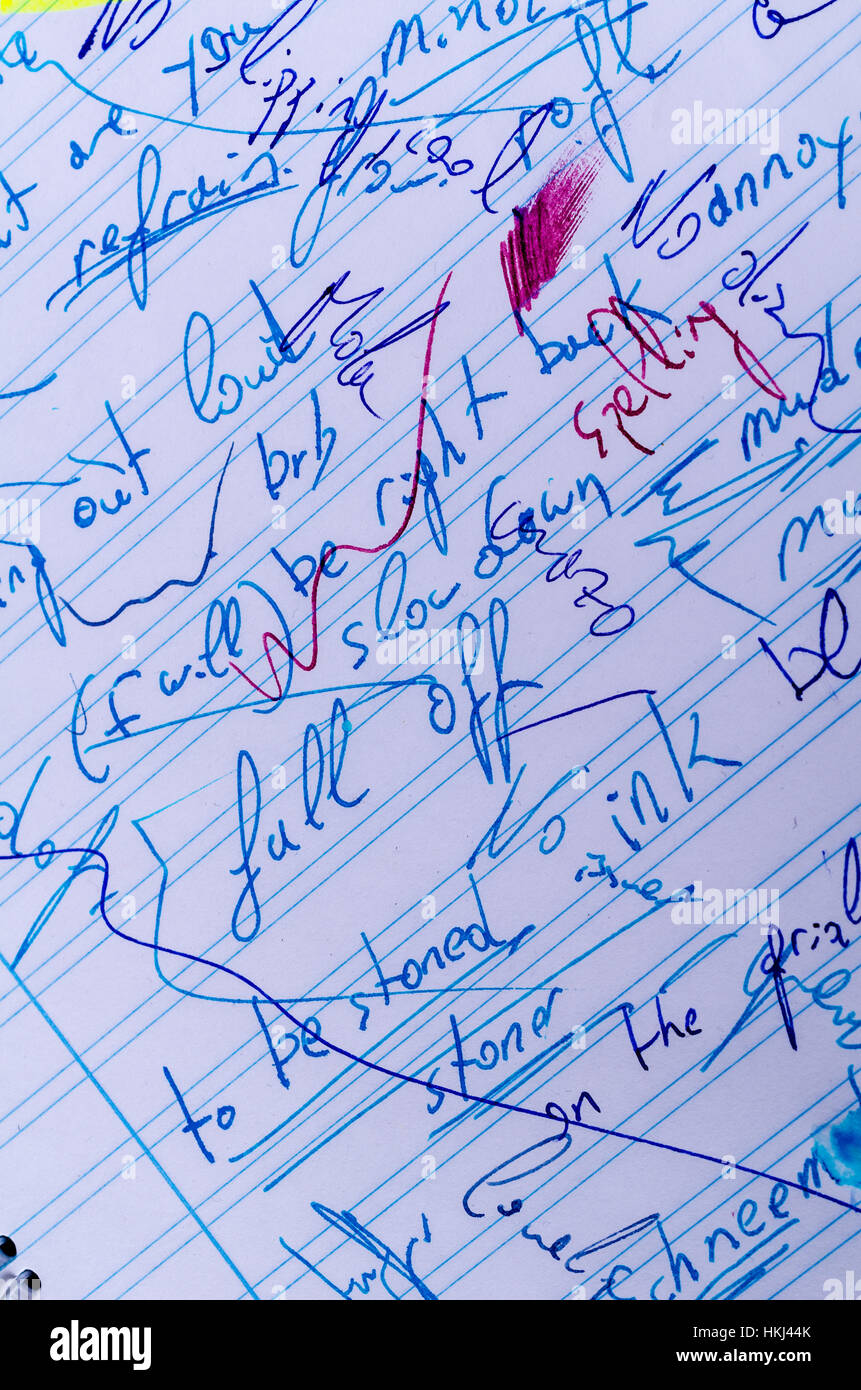 Handwritten scribbling in different fountain ink colours and line ...