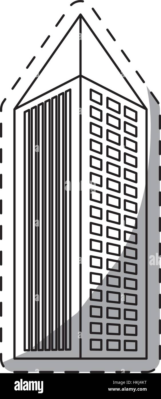 city building with pointy top icon image line sticker vector ...