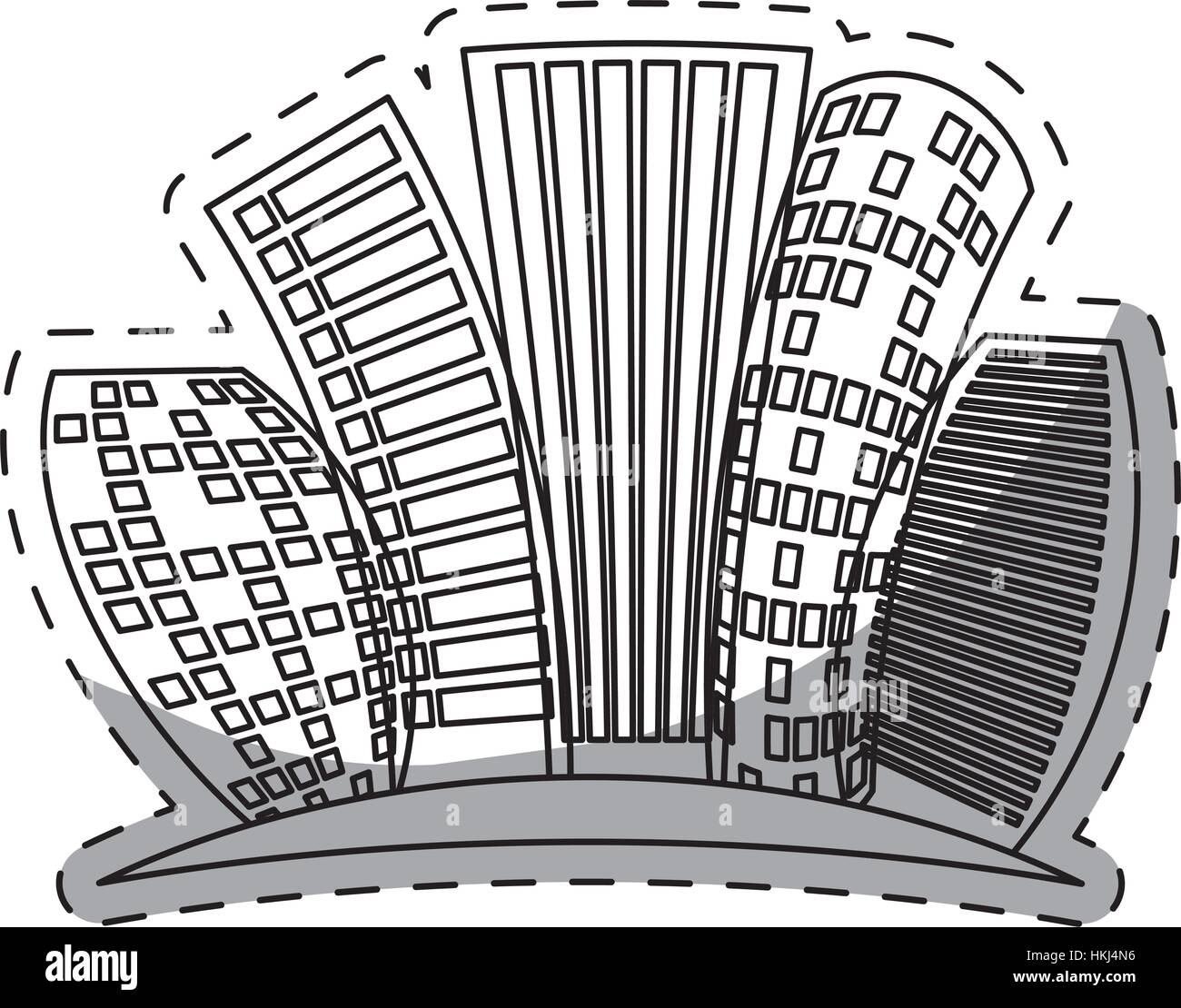artistic abstract city building icon image line sticker vector ...