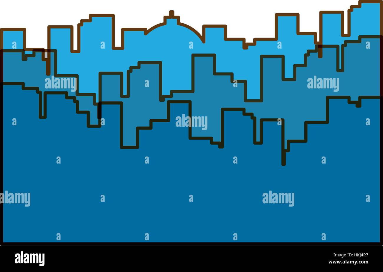 abstract city skyline in blue tones icon image vector illustration ...