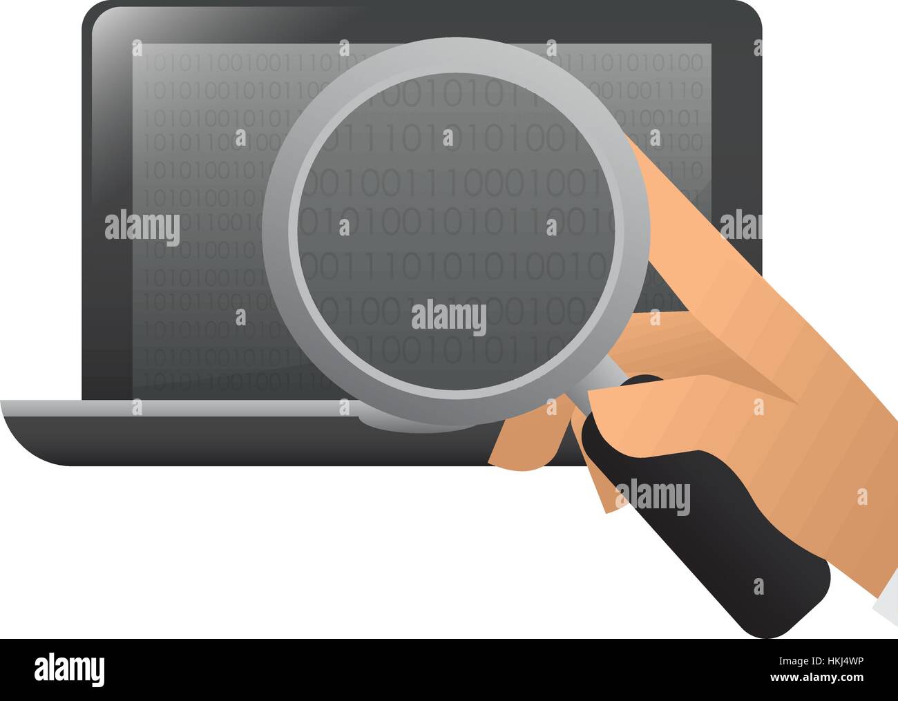 magnifying glass examining computer frontview icon image vector ...