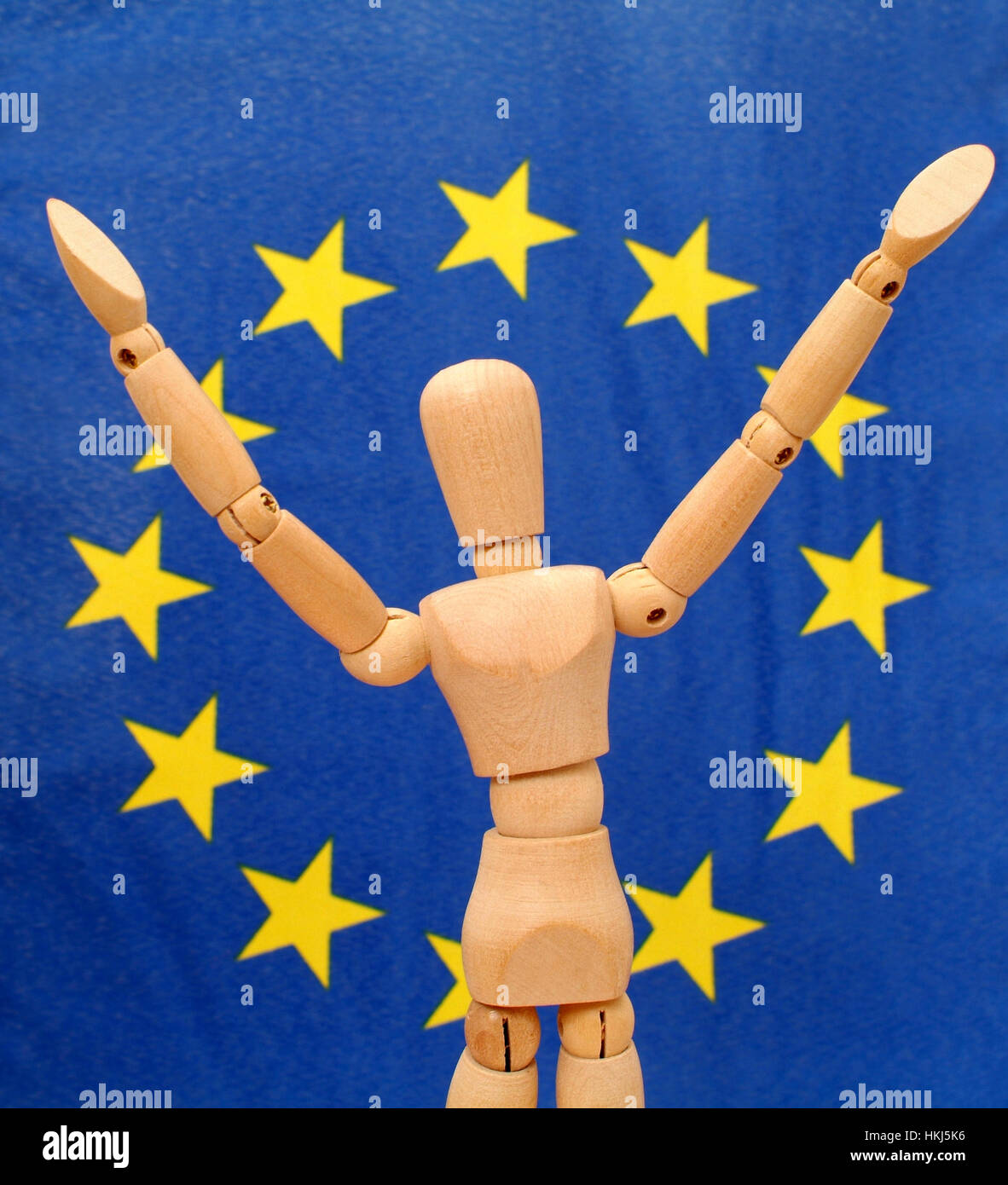 Jointed doll with EU flag Stock Photo - Alamy