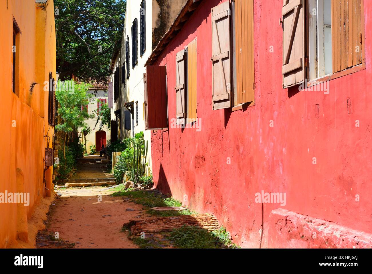 Colonial building on slave island, Île de Gorée, Dakar, Senegal Stock ...