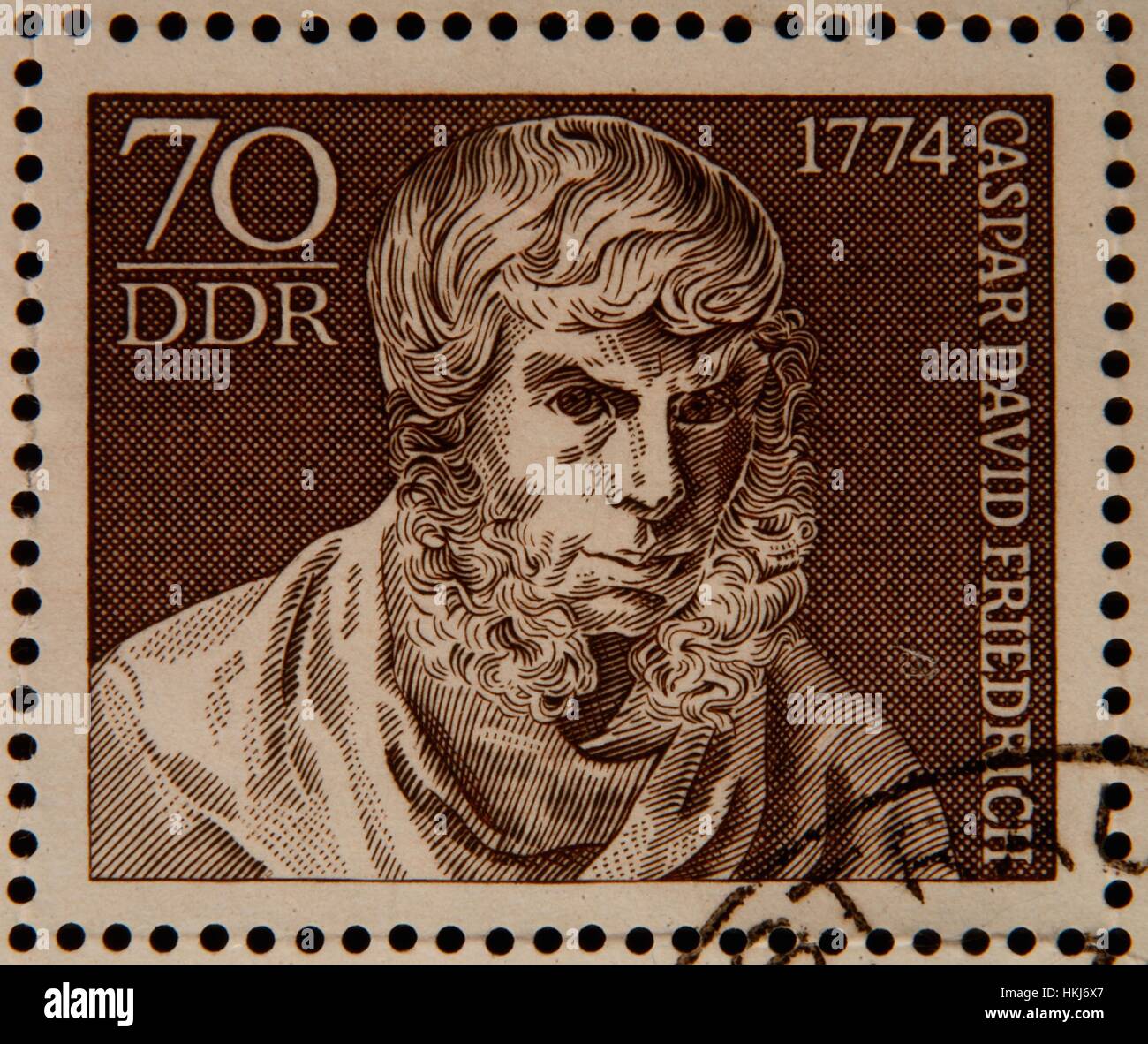 German stamp, GDR, portrait of painter Caspar David Friedrich Stock ...