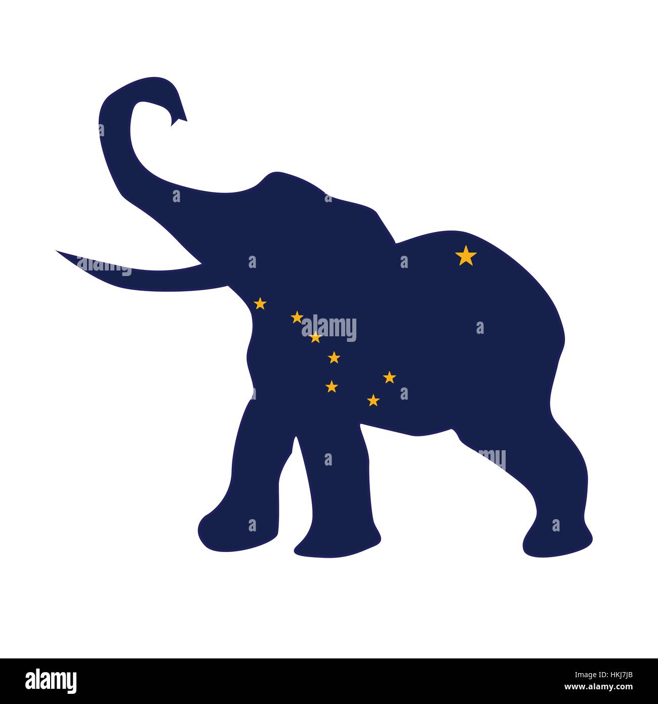 The Alaska Republican elephant flag over a white background Stock ...
