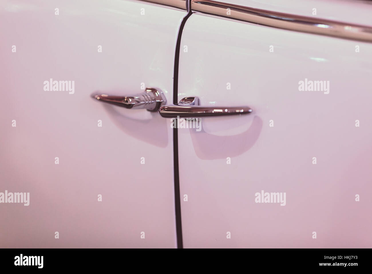 door handles of old-timer with door lock, note shallow depth of field ...