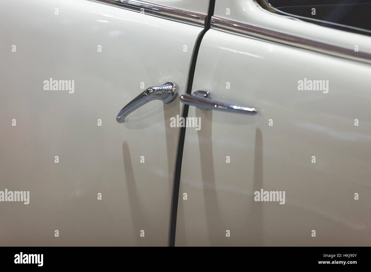 door handles of old-timer with door lock, note shallow depth of field ...
