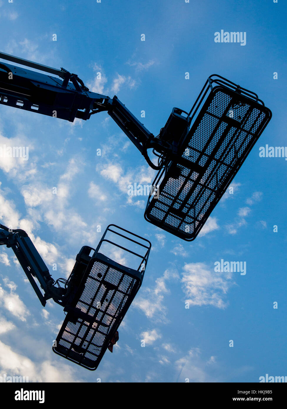 Crane buckets for lifting construction workers Stock Photo - Alamy