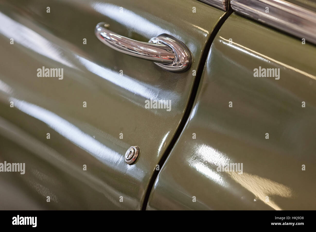 door handles of old-timer with door lock, note shallow depth of field ...