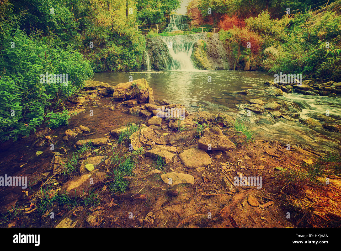 High mountain waterfall Stock Photo - Alamy