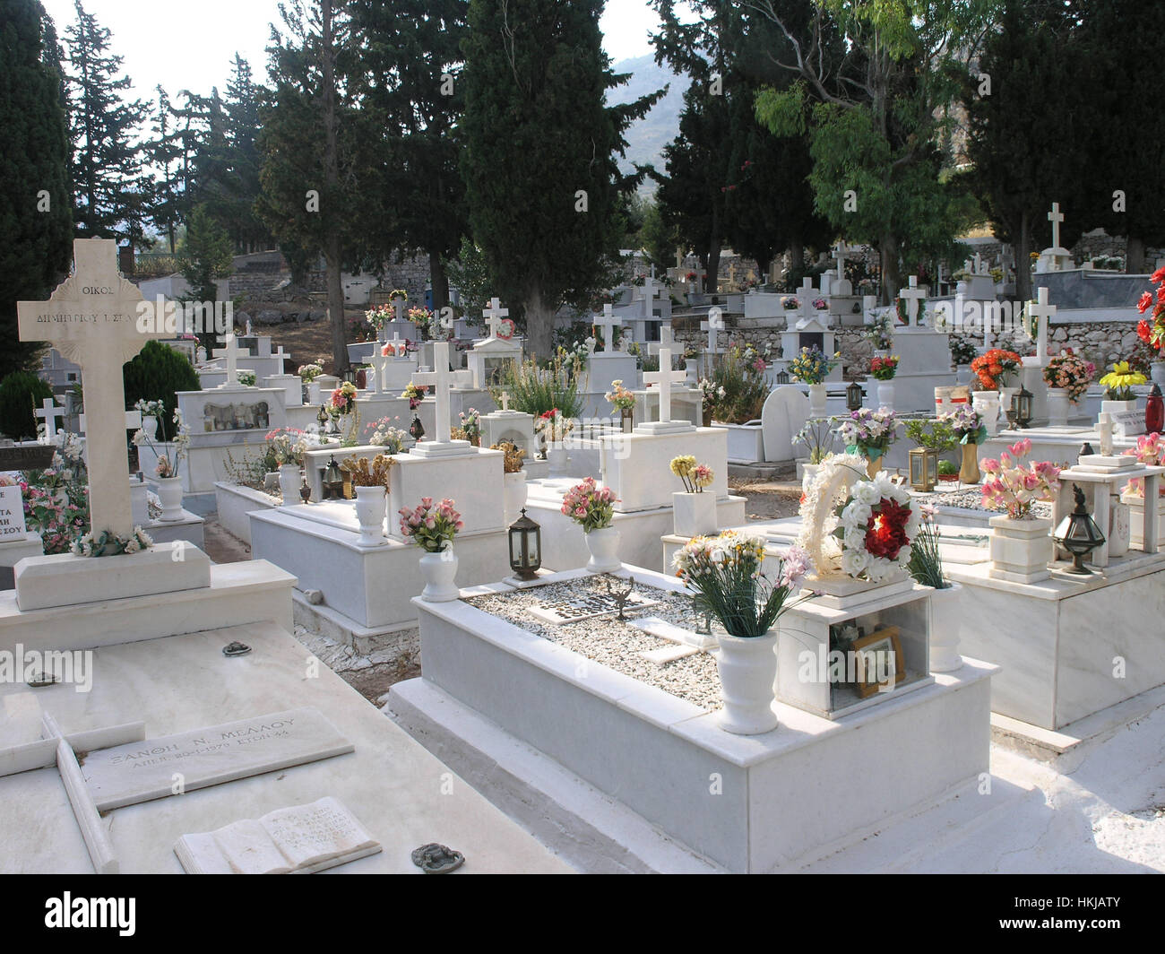Orthodox cemetery of main village on Hydra Saronic island Greece Stock ...