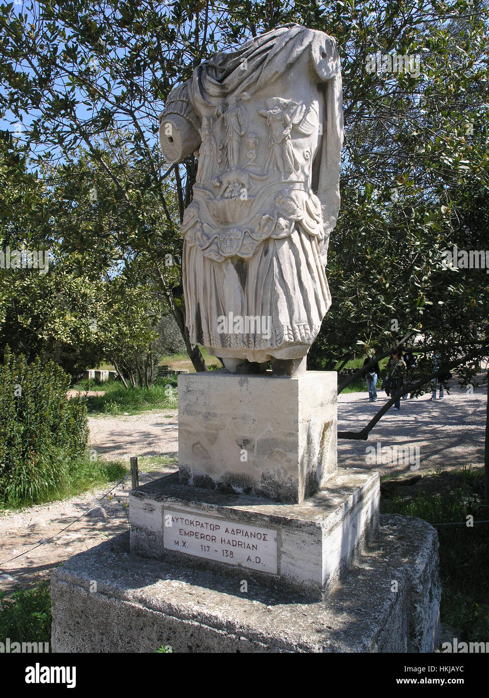 Statue of emperor Hadrian in ancient agora Athens Greece Stock Photo ...