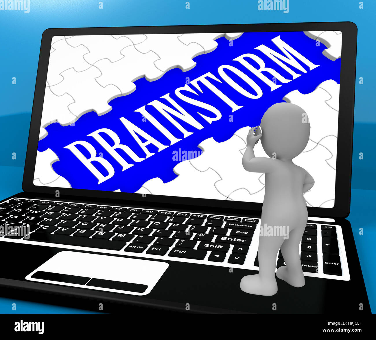 Brainstorm Puzzle On Notebook Showing Ideas 3d Rendering Stock Photo ...