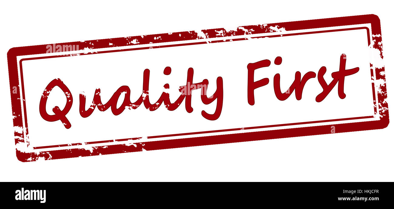 Stamp with text quality first inside, vector illustration Stock Photo ...