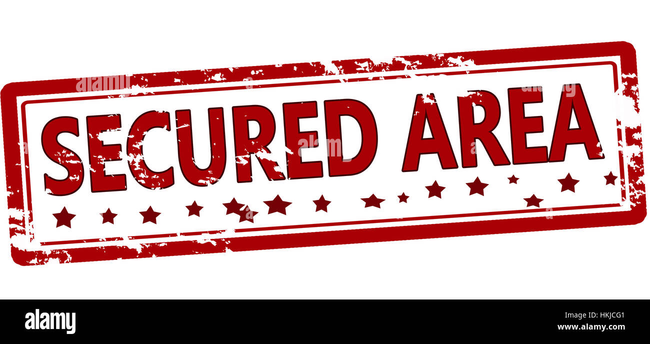 Stamp with text secured area inside, vector illustration Stock Photo ...