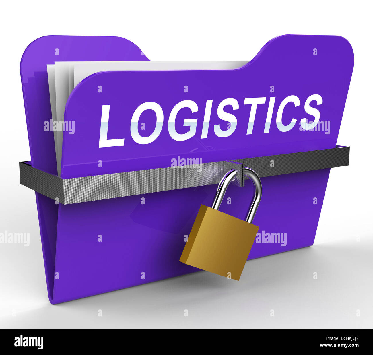 Logistics File With Padlock Meaning Planning Process 3d Rendering Stock ...