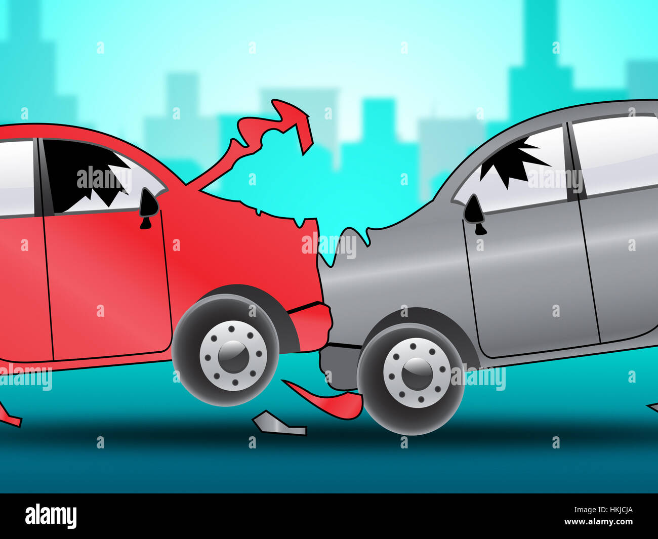 Car Accident Crash Shows Auto Crash 3d Illustration Stock Photo - Alamy