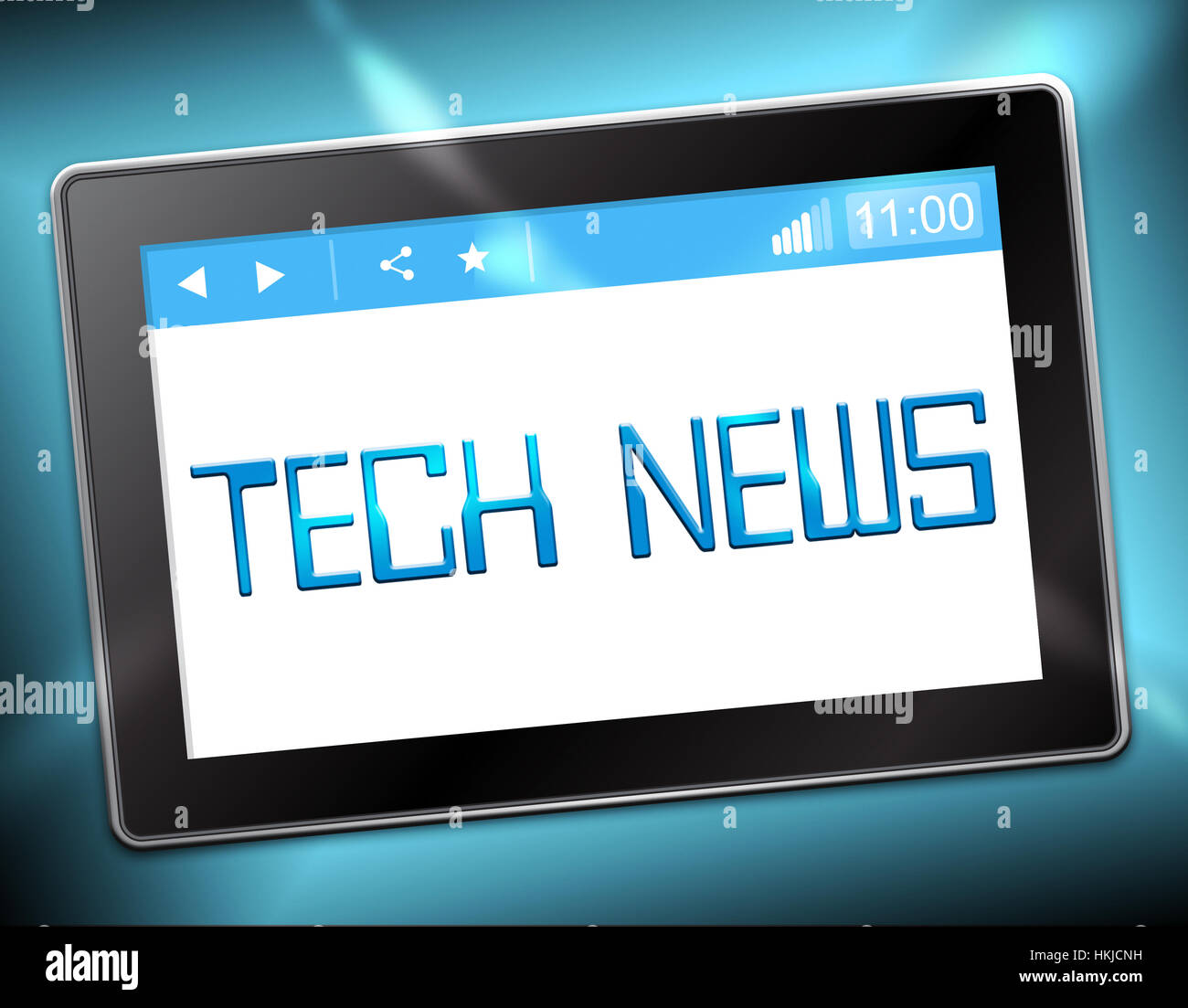 Tech News Tablet Shows Information Technology 3d Illustration Stock ...