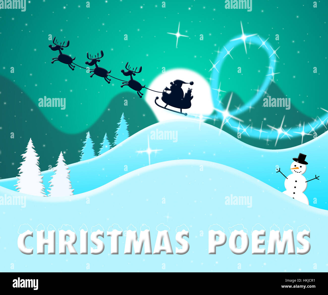 Christmas Poems Santa Scene Means Festive Greeting Verse 3d ...