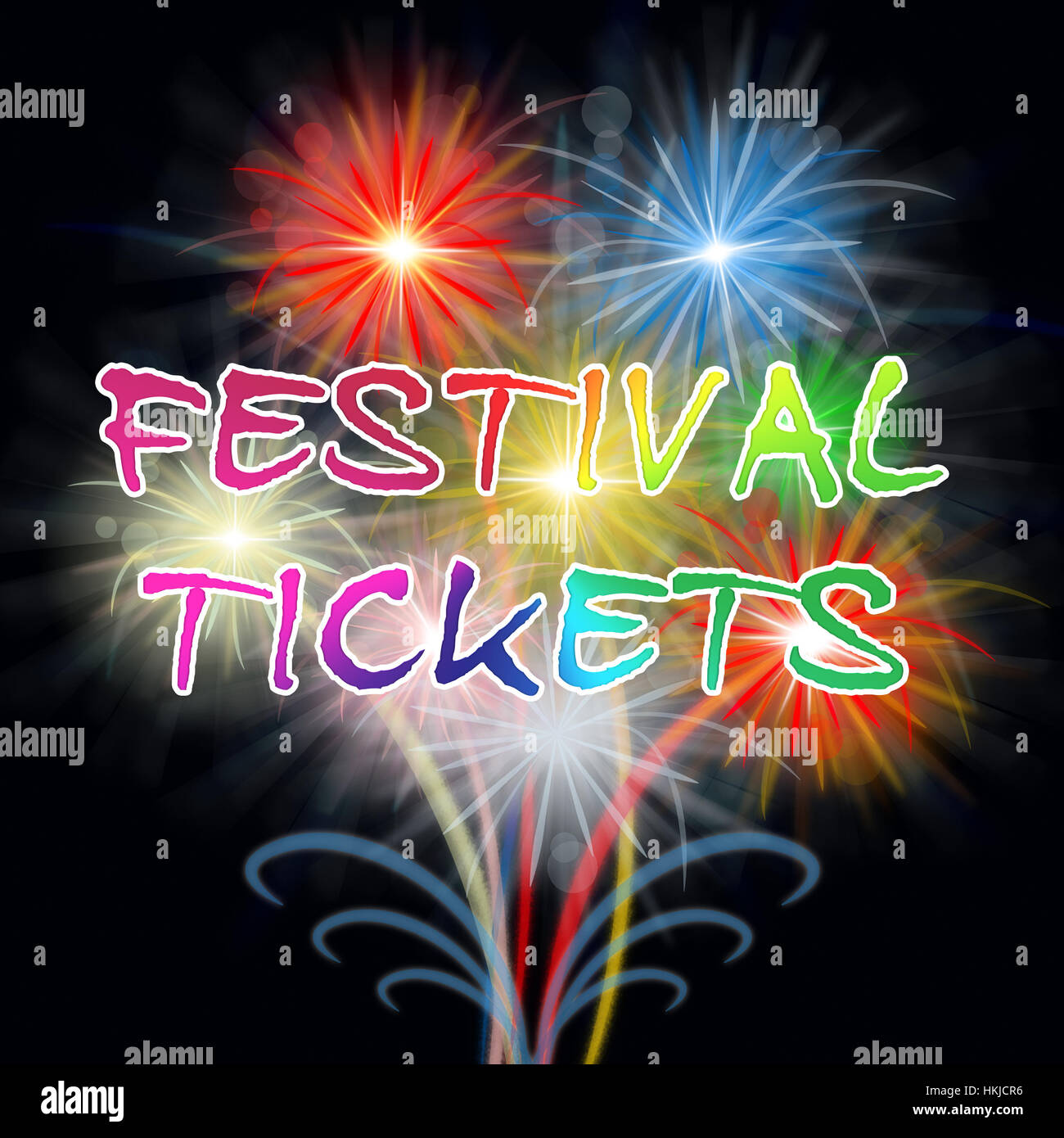 Festival Tickets Fireworks Showing Buying Festivity Ticket Stock Photo ...