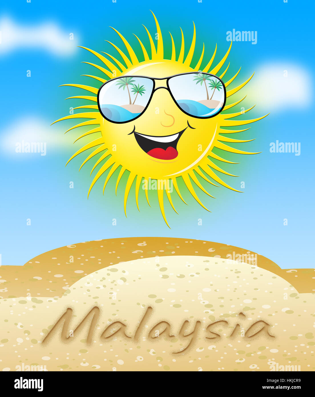 Malaysia Sun With Glasses Smiling Meaning Sunny 3d Illustration Stock ...