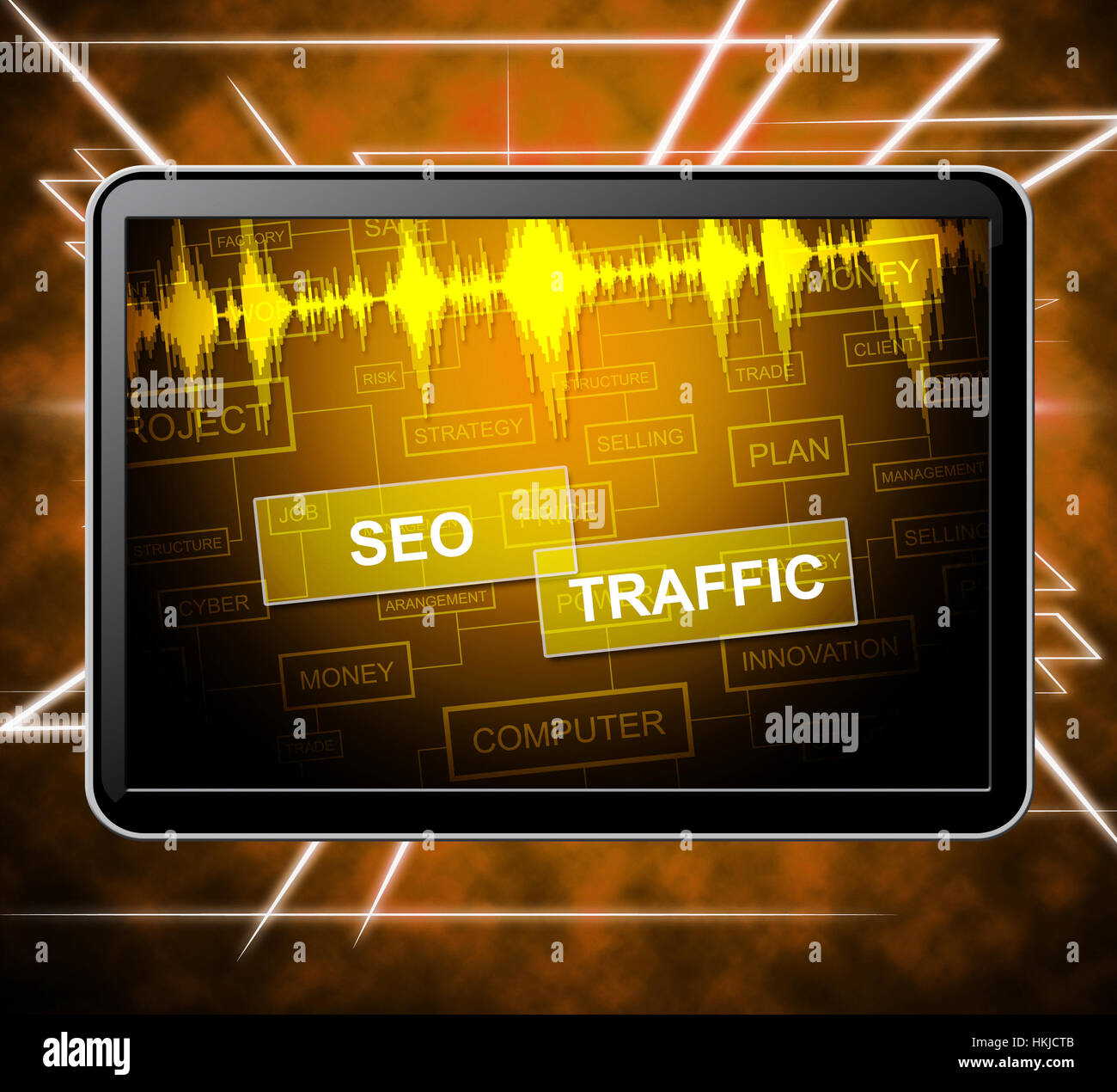Seo Traffic Tablet Representing Search Engines And Optimize 3d ...