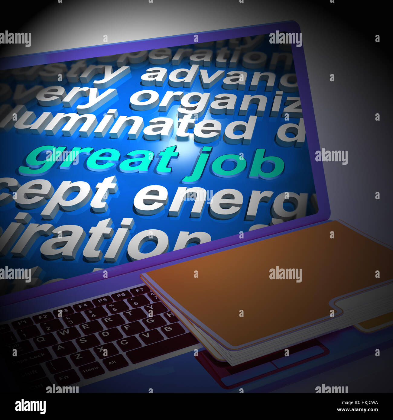 Great Job Word Cloud Laptop Showing Praise Appreciation Or Approval 3d ...