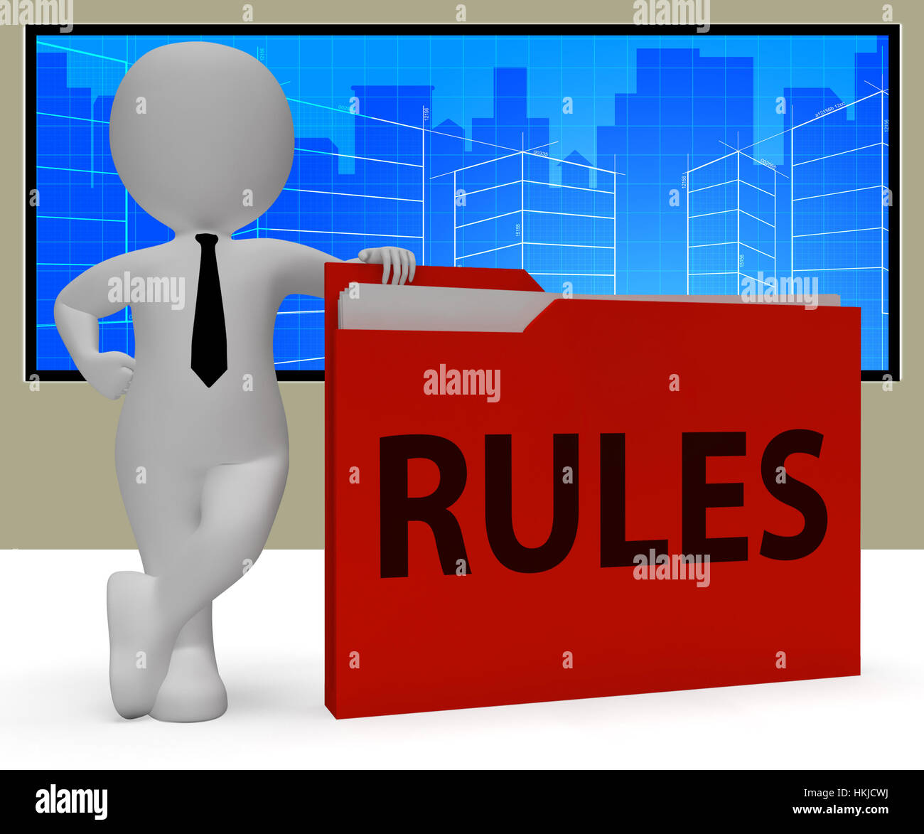 Rules Folder Character Showing Guidlines File 3d Rendering Stock Photo ...