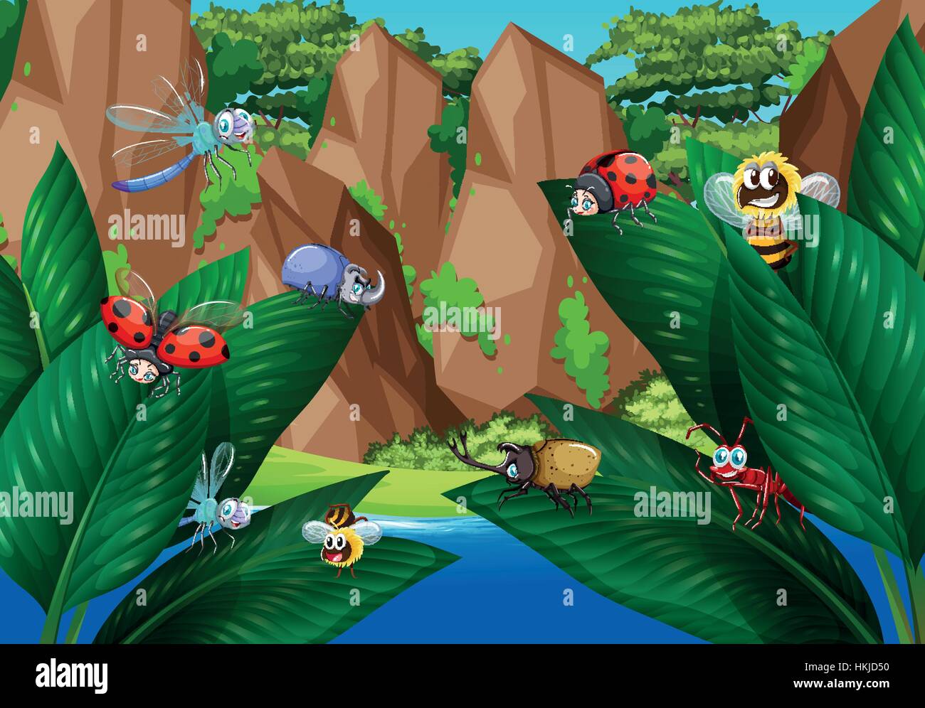 Many bugs on green leaves illustration Stock Vector Image & Art - Alamy