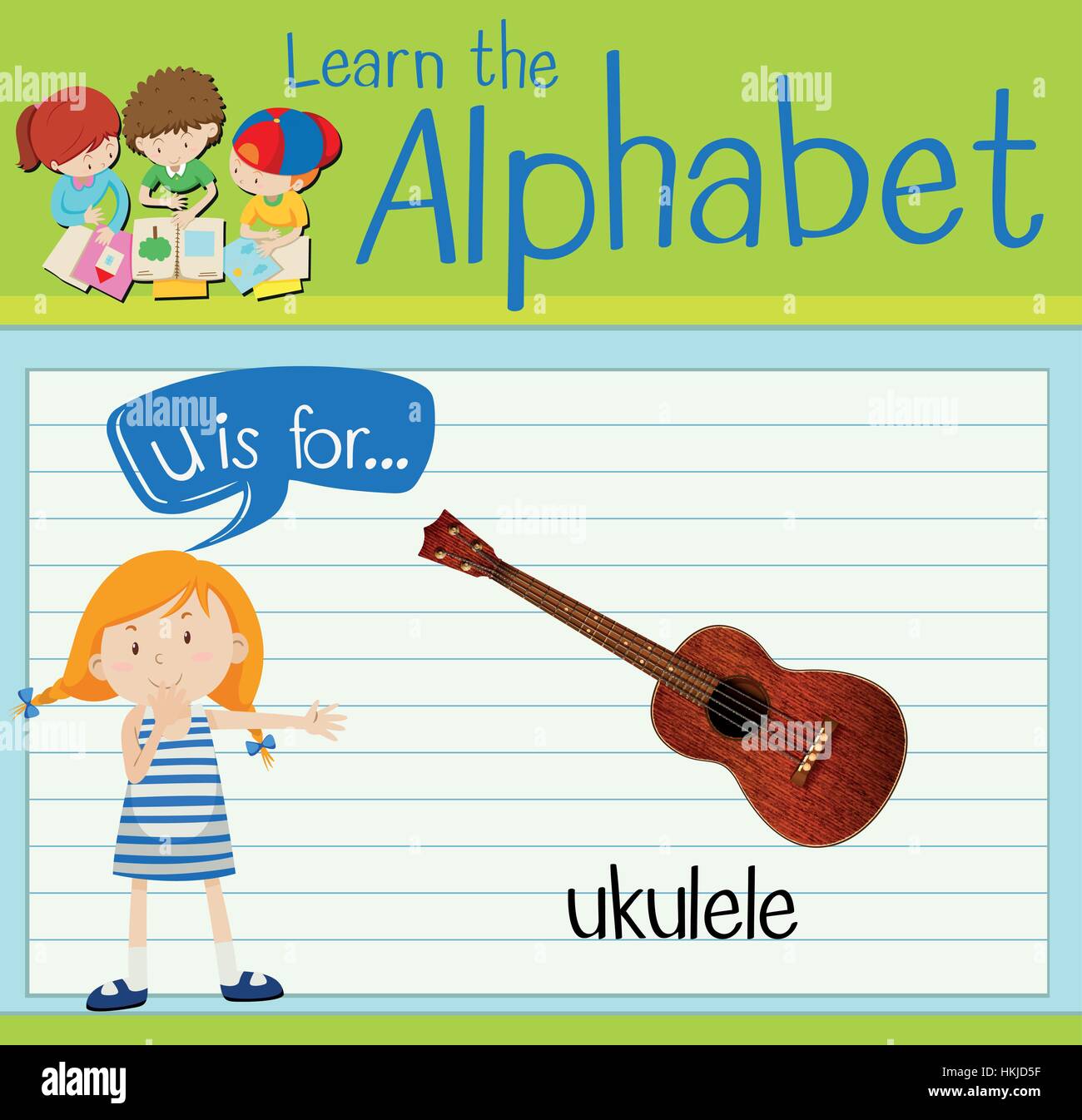 Flashcard letter U is for ukulele illustration Stock Vector Image & Art ...