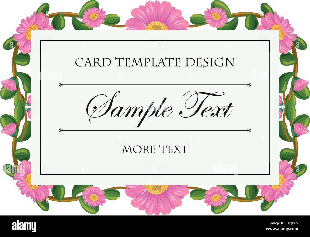 Card template with pink calendula frame illustration Stock Vector Image ...