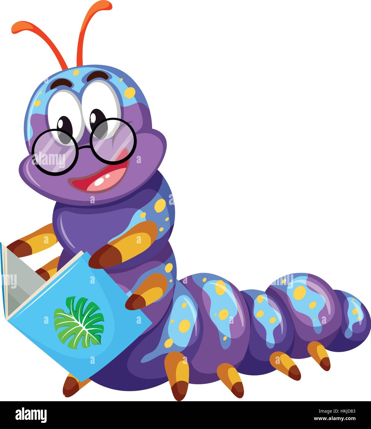 Purple caterpillar reading book illustration Stock Vector Image & Art ...