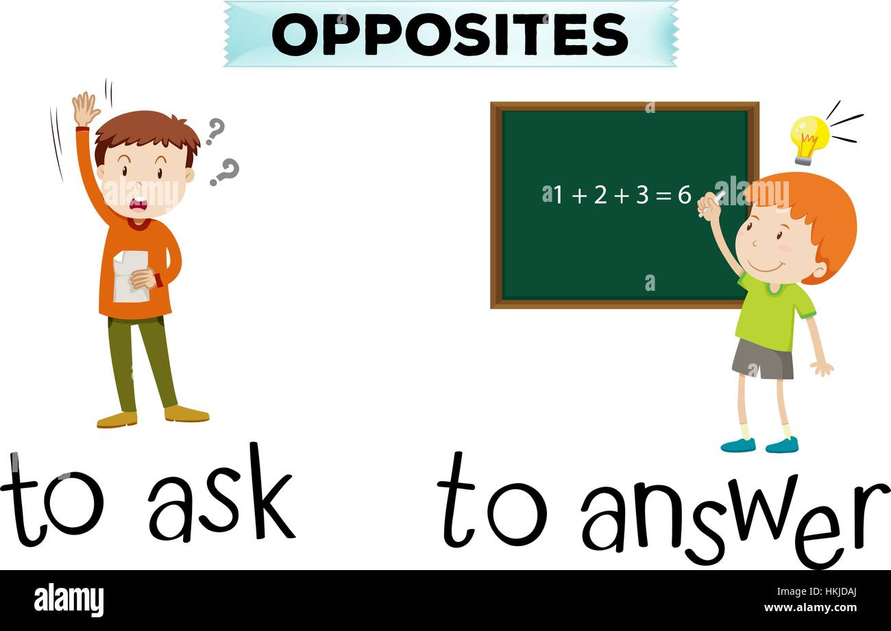 Opposite wordcard for ask and answer illustration Stock Vector Image ...