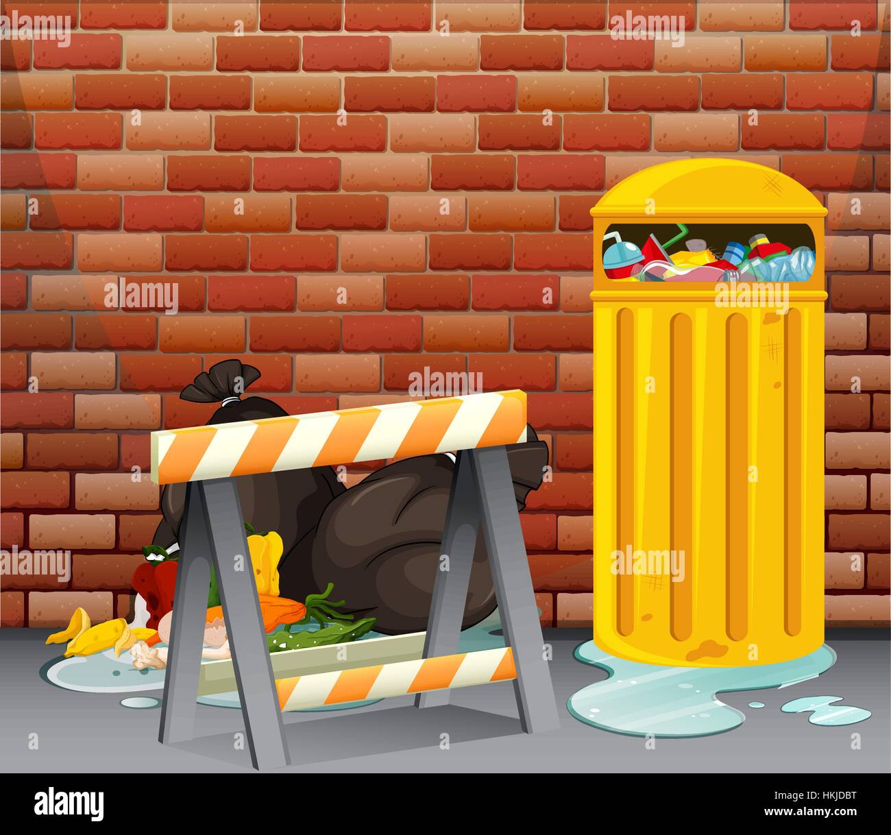 Scene with dirty trash on the floor illustration Stock Vector Image ...