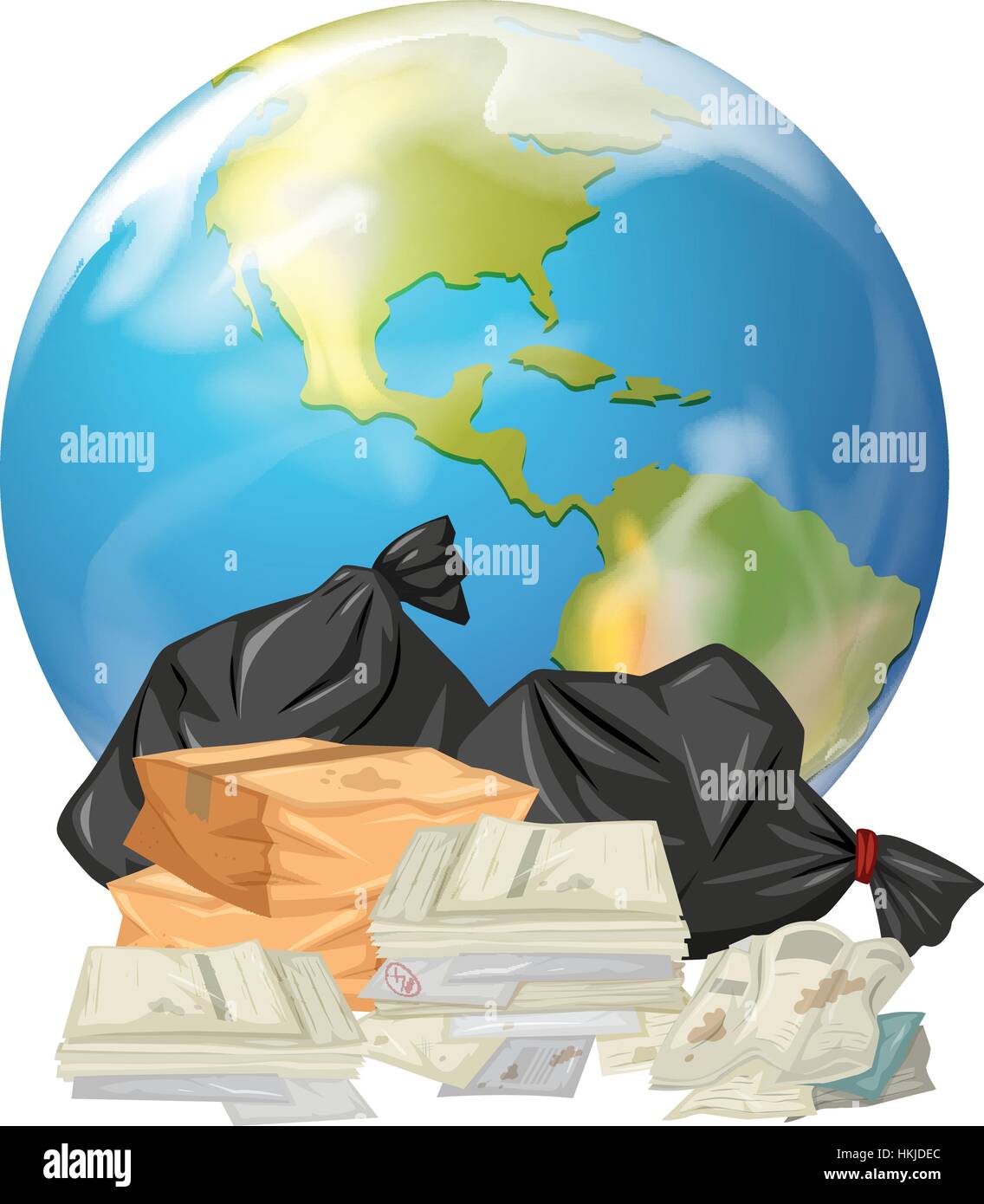 Planet Earth With Trash Clip Art
