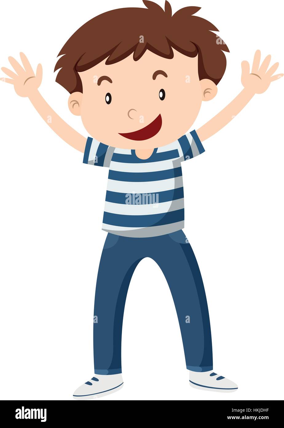 Happy boy with his hands up illustration Stock Vector Image & Art - Alamy