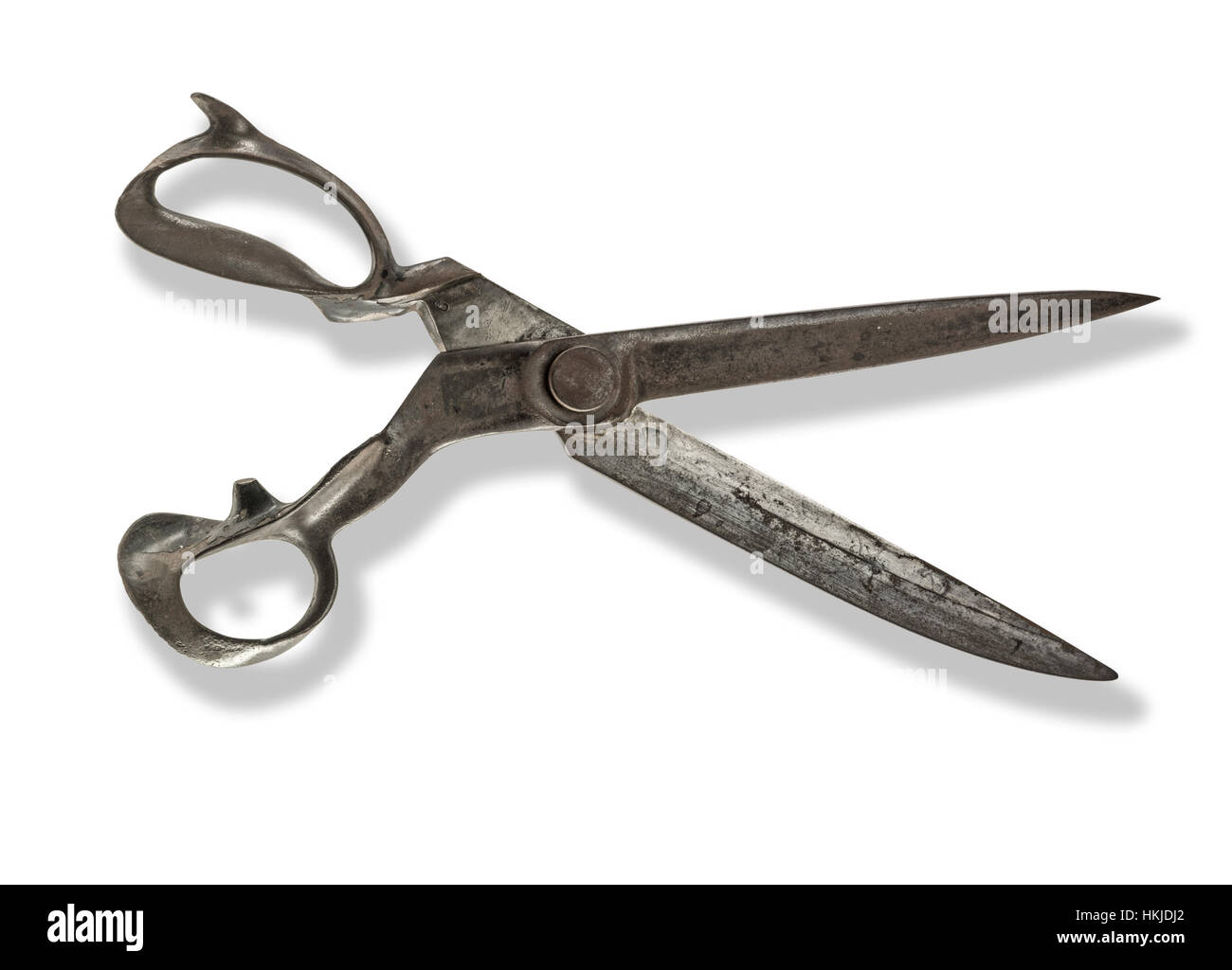 Old Drapers Scissors isolated on white background with shadow Stock ...