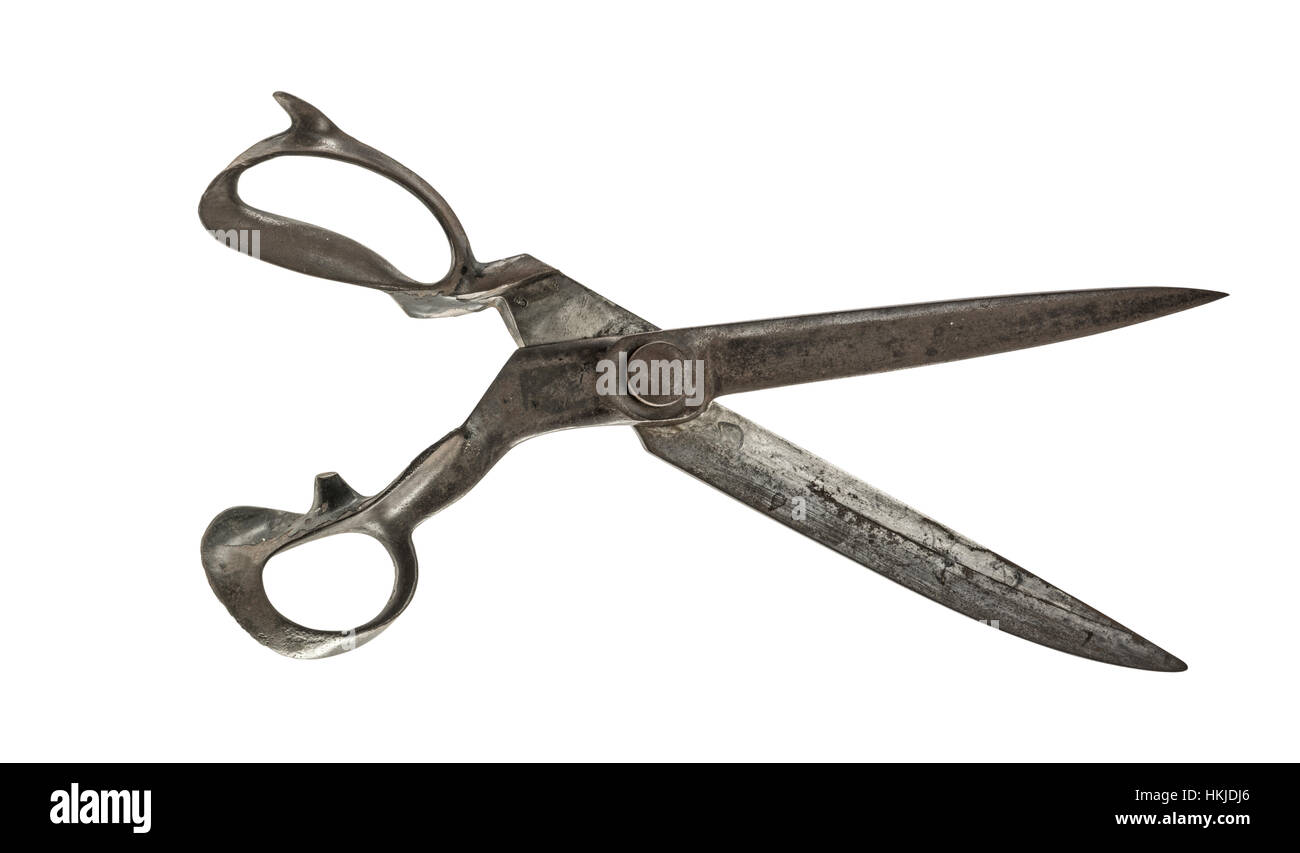 Old Drapers Scissors isolated on white background Stock Photo - Alamy