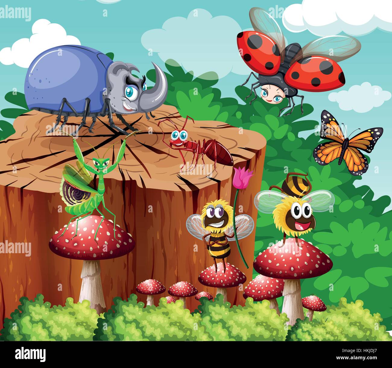 Different types of insects in garden illustration Stock Vector Image ...