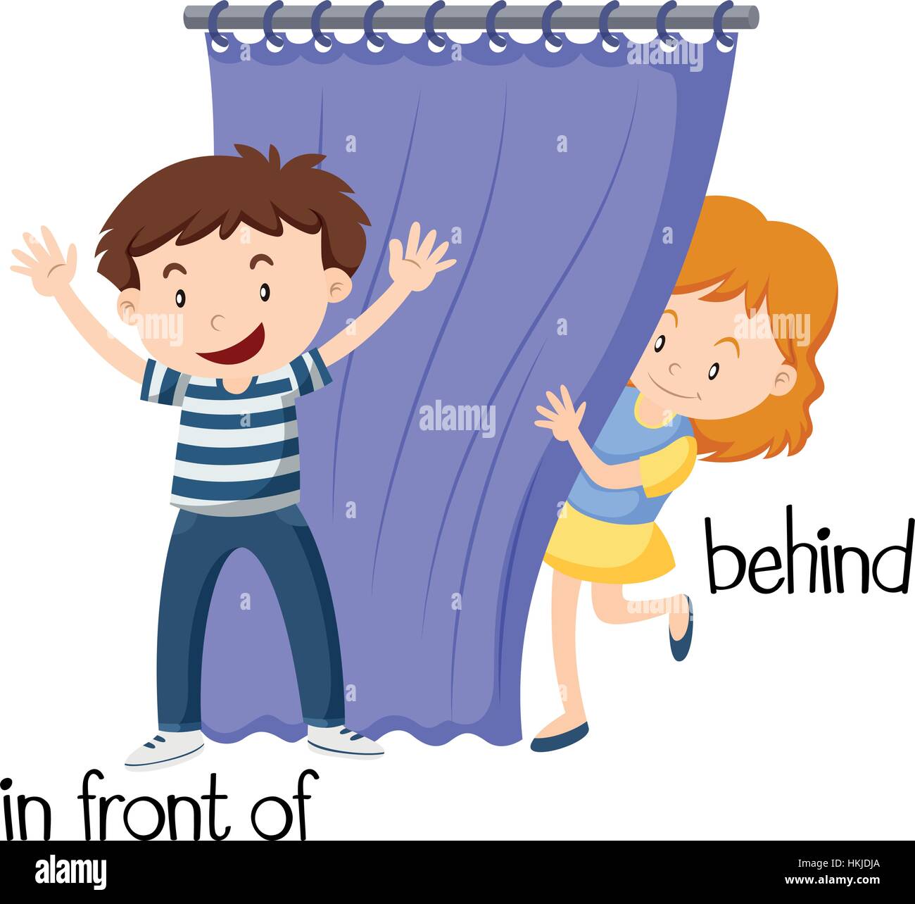 Opposite words for in front of and behind illustration Stock Vector ...