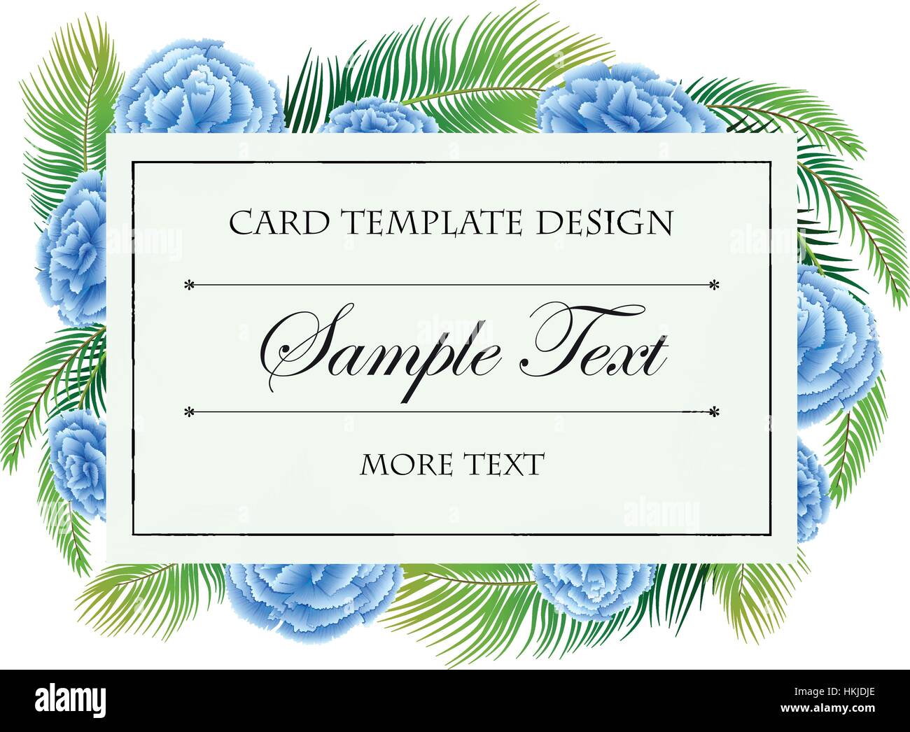 Card template with blue flowers frame illustration Stock Vector Image ...