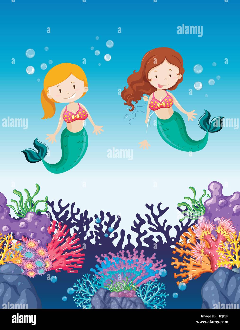 Two mermaids Stock Vector Images - Alamy
