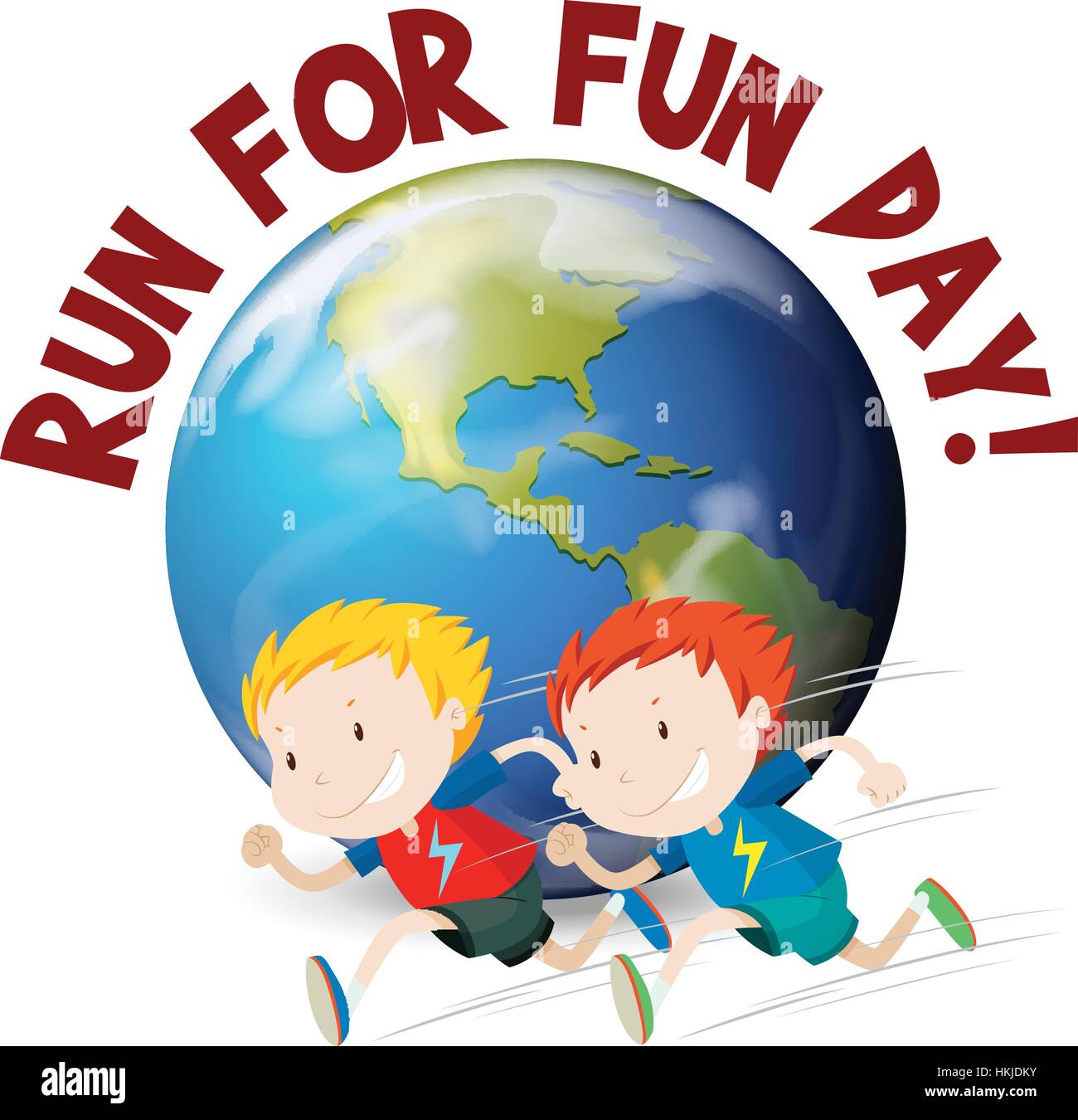 Two boys running for fun day illustration Stock Vector Image & Art - Alamy