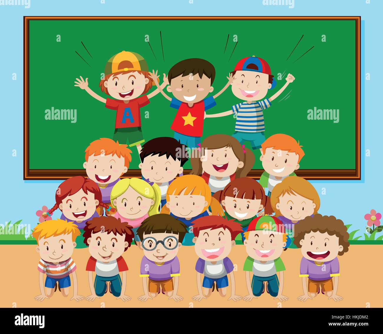 Children playing pyramid in classroom illustration Stock Vector Image ...