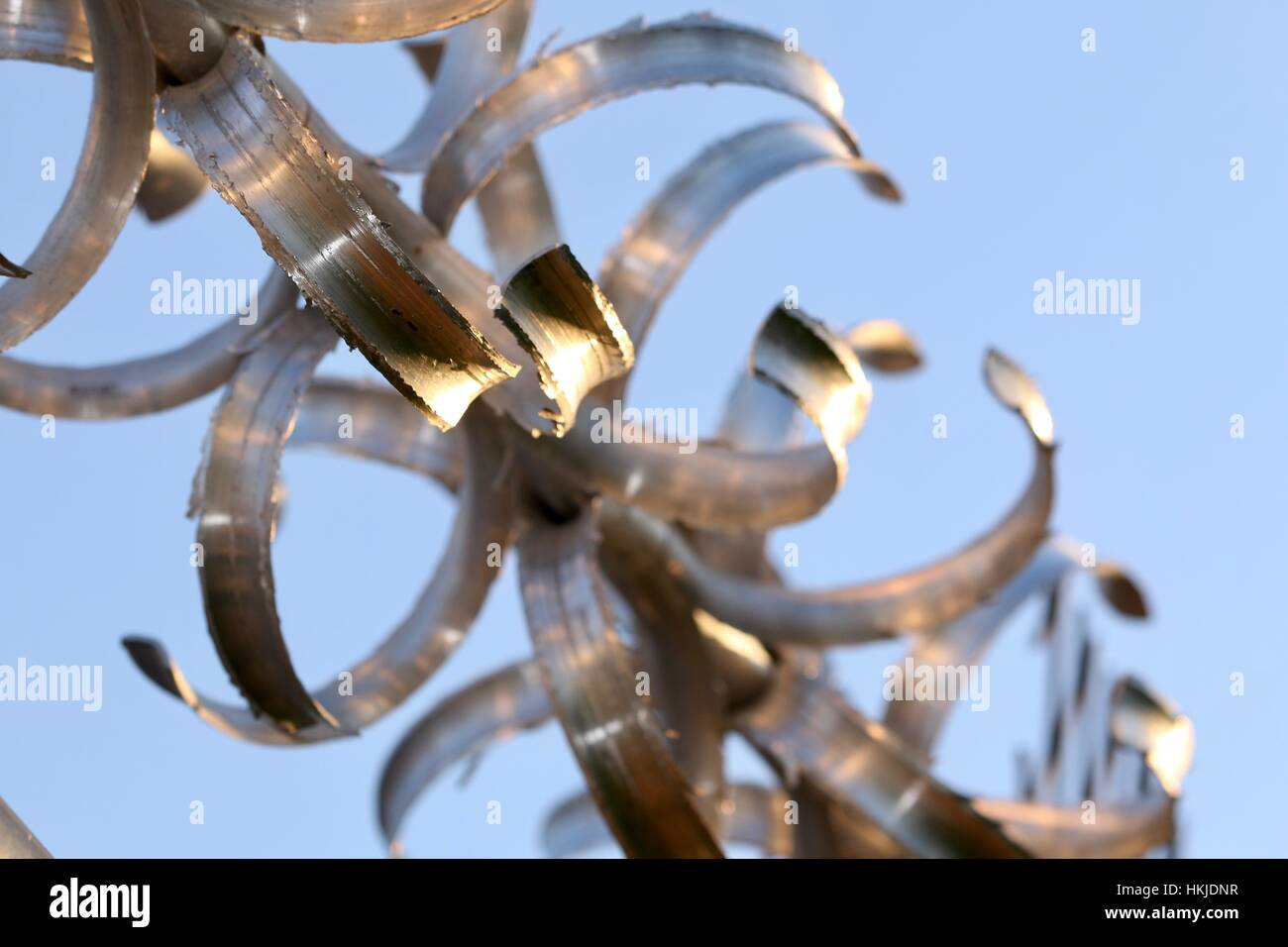 Close Up shot of Razor wire on a public building in U.K. shallow focus ...