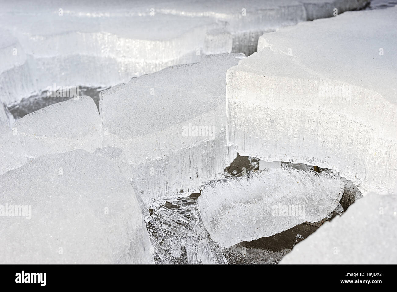 Crumbly ice on the lake in early spring Stock Photo - Alamy