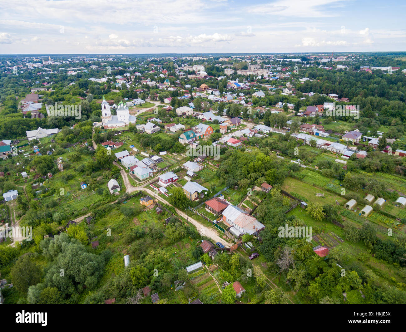 Small russian town aerial landscape Stock Photo - Alamy