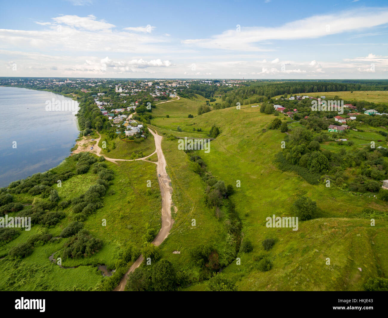 Small russian town aerial landscape Stock Photo - Alamy