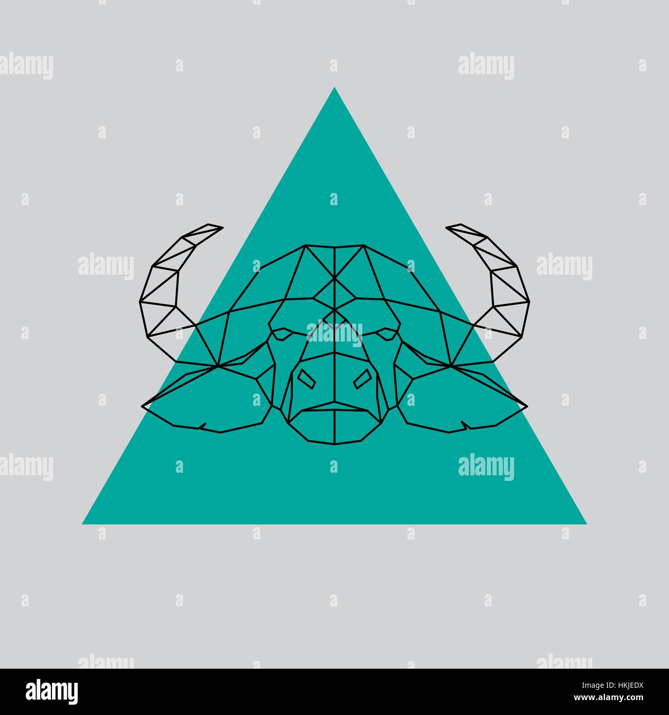 Buffalo head geometric lines silhouette. Vector design element ...